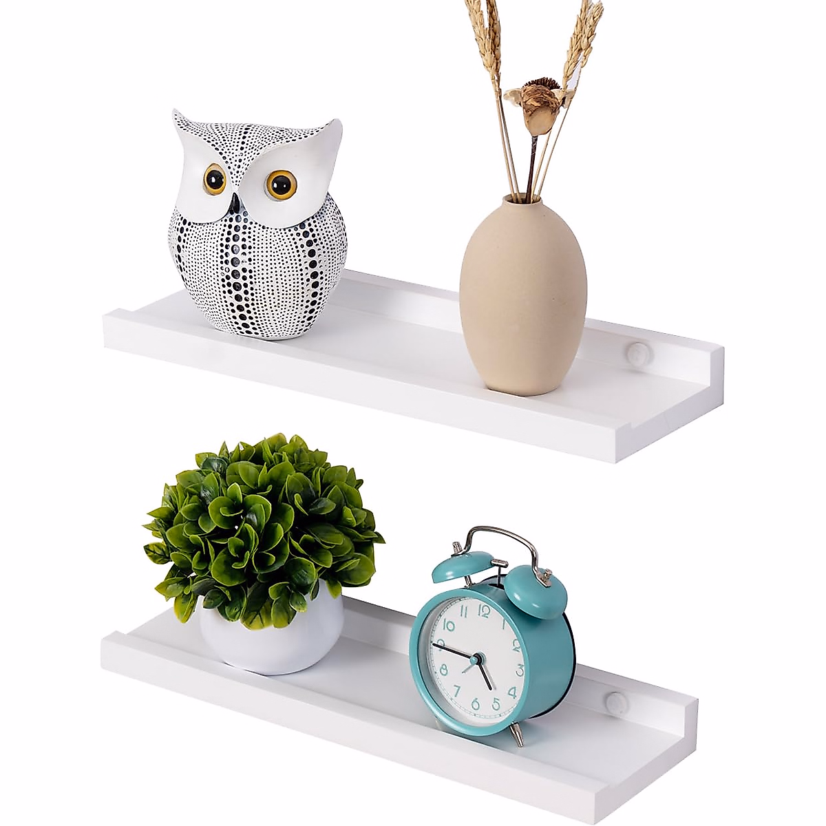 Gieanoo Picture Ledge Shelves, Floating Shelves for Wall,5.1" Deep Set of 2 16inch Solid Natural Wood Wall Shelves with Lip Bookshelves for Bedroom, Living Room, Nursery, Kitchen