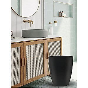 Besli Plastic Small Trash Can 2 Gallon/7.6 Liter Garbage Can Wastebasket for Bathroom Bedroom Kitchen Office (2 Pack, Black)