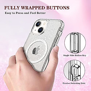 LABILUS iPhone 13 Mini Case, Glitter Shining Double Layers Bumper Hard PC Back Protective Case Compatible with MagSafe for Girls Women, Designed for iPhone 13 Mini (5.4 inch) - Magnetic Clear