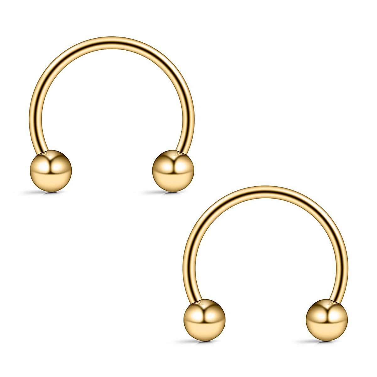 Ruifan 316L Surgical Steel CBR Horseshoe Circular Rings Nose Eyebrow Tragus Lip Ear Hoop Ring Piercing 20G 10MM 12PCS (Mix Color)