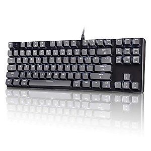 VELOCIFIRE M87 Mac Layout Mechanical Keyboard, 87-Key with Tactile Brown Switch, and LED White Backlit, Compatible with Mac (Black)