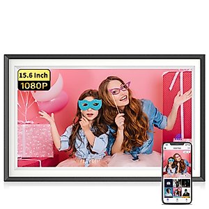 SAMMIX Digital Picture Frame,15.6 Inch 32GB Large WiFi Digital Photo Frame, 1920 * 1080 IPS FHD Touch Screen, Auto-Rotate, Wall-Mounted, Easy to Share Photos via APP, Gift for Family