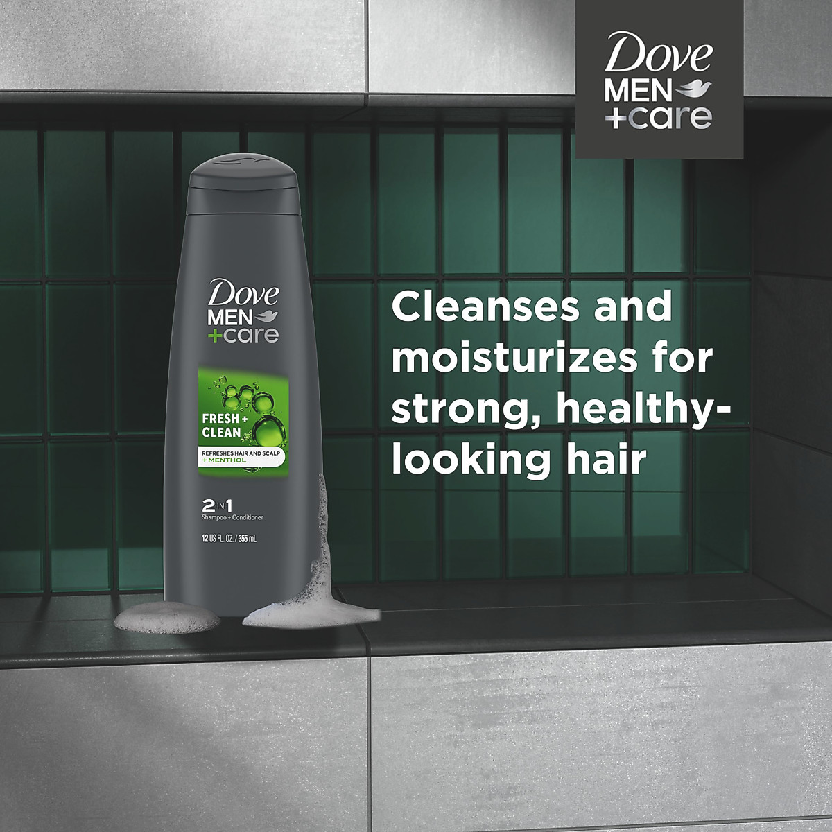 Dove Men+Care Fortifying 2 in 1 Shampoo and Conditioner for Normal to Oily Hair Fresh and Clean with Caffeine Helps Strengthen and Nourish Hair 12 oz