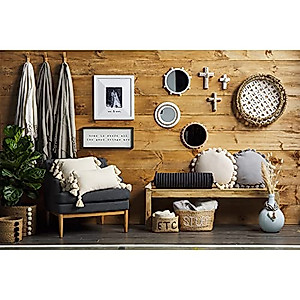 Mud Pie Cream Chunky Tassel Pillow, 22" x 12", Lumbar