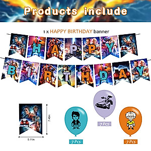 Back to the future Party Decorations,Back to the future Birthday Party Supplies Includes Banner - Cake Topper - 12 Cupcake Toppers - 21 Balloons - 50 Stickers