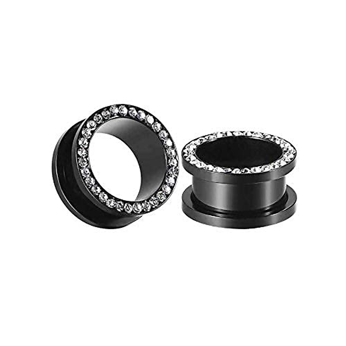 KUNIU 12PCS CZ Gems Ear Tunnels ear Plugs ear Gauges Seashell Floral Screws Stretcher ear Expander Set Piercing Jewelry 2g-3/4