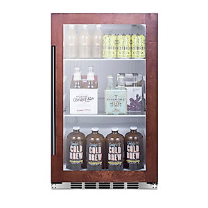 Summit Appliance SPR489OSCSSPNR Commercially Approved Shallow Depth Indoor/Outdoor Beverage Cooler for Built-in or Freestanding Use with Panel-Ready Door Trim, Glass Door and Stainless Steel Cabinet