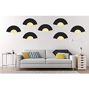 Leehome Folding Hand Fans for Women - 12pcs Silk Bamboo Chinese Japanese Handheld Fan - for Church Wedding Gifts, Party Favors, DIY Decorations. (Black)