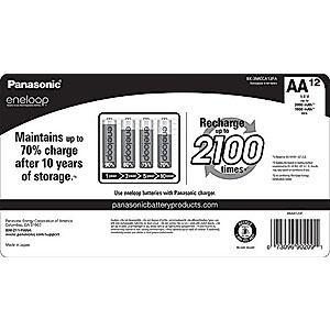 Eneloop Panasonic BK-3MCCA12FA AA 2100 Cycle Ni-MH Pre-Charged Rechargeable Batteries & BQ-CC55SBA Advanced Individual Battery 3 Hour Quick Charger with 4 LED Charge Indicator Lights, White