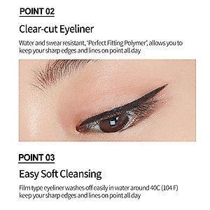ETUDE Drawing Show Brush Eyeliner #BK801 Black (21AD) | Clear-Cut Soft Brush Eyeliner for a Long-Lasting Eyes Makeup | K-beauty