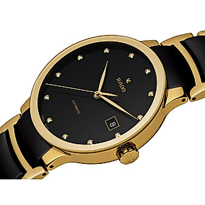 Rado Unisex Centrix Diamond Stainless Steel Swiss Automatic Watch, Black (R30079762)