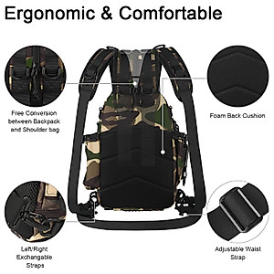MATEIN Fishing Backpack Tackle Bag, Small Convertible Fishing Sling Bag Tackle Box with Rod Holder, Fishing Gifts for Men, Water-Resistant Tackle Storage Bags Hold Fish Gear Accessories, Camouflage