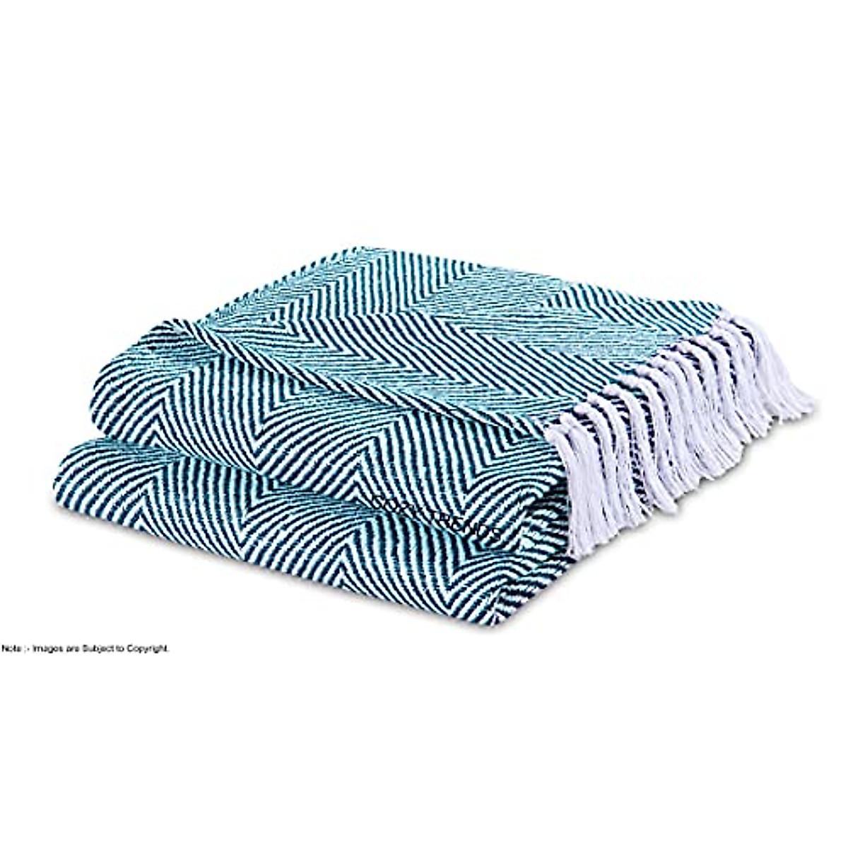 Cozy Home Collection, Luxurious Hand Woven Cozy Warm 100percent Combed Cotton All Season Fade Light Weight Fade Resistant Couch Chair Bed Decorative Throw Blankets Chevron 50Inx60In Set of 2 (Teal)