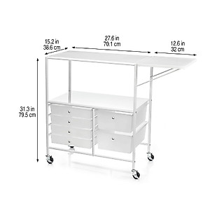 Essex Drawers & Rolling Storage Cart with Tray by Recollections, White