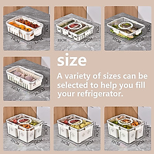 NEEMAY Refrigerator Organizer Box, Food Storage Container Fruit Storage Container for Fridge with 2 Drain Basket in One Container, Stackable Vegetable Strainers Box with Lid 1 Box/Set of White