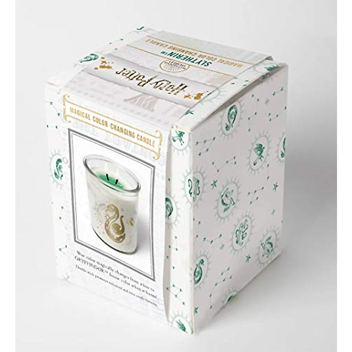 Harry Potter Color Changing Slytherin Candle, Large 10 oz - Wax Turns from White to Green When Lit - Soy Wax, Unscented - Great Gift for Harry Potter Fans