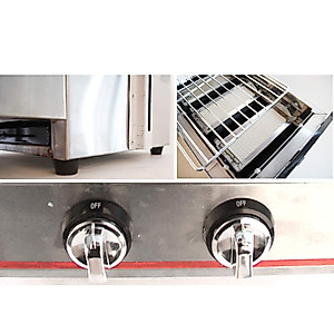 YIYIONCE 2-Burners BBQ LPG Gas Grill, Portable Outdoor Barbecue Grill with Oil Catch Tray, Tabletop Smokeless Barbecue Cooker, Stainless Steel Removable Grill or Outdoor, Kitchen or Home Use| US STOCK