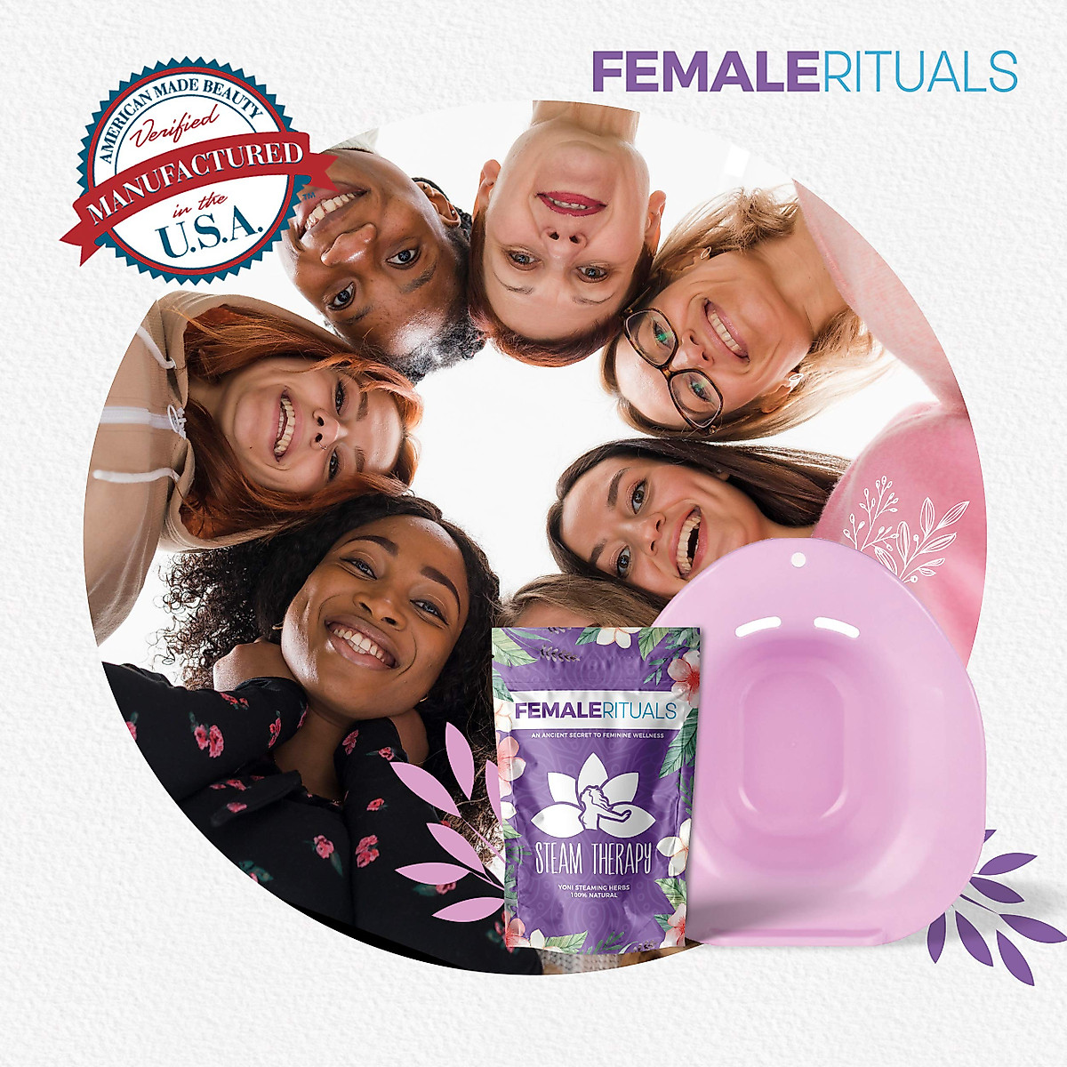 FEMALE RITUALS Yoni Steam Seat Kit with Yoni Steam Herbs (4 Ounce) Steam Bundle - Yoni Steam Seat for Toilet - Yoni Steam Herbs for Cleansing - V Steam - Detox Yoni Pot Steamer for Women