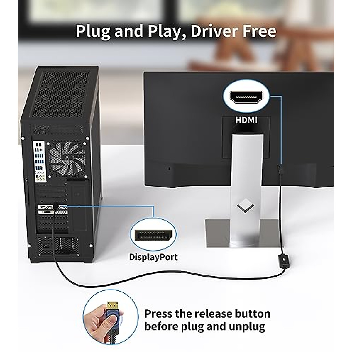 Loryi HDMI to Displayport Cable, 6.6ft HDMI to DP Cable(Male to Male), HDMI Source to DisplayPort Monitor Cable Unidirectional, Compatible for Xbox One/360/PS4/PS5/Mac Mini, PC to Monitor