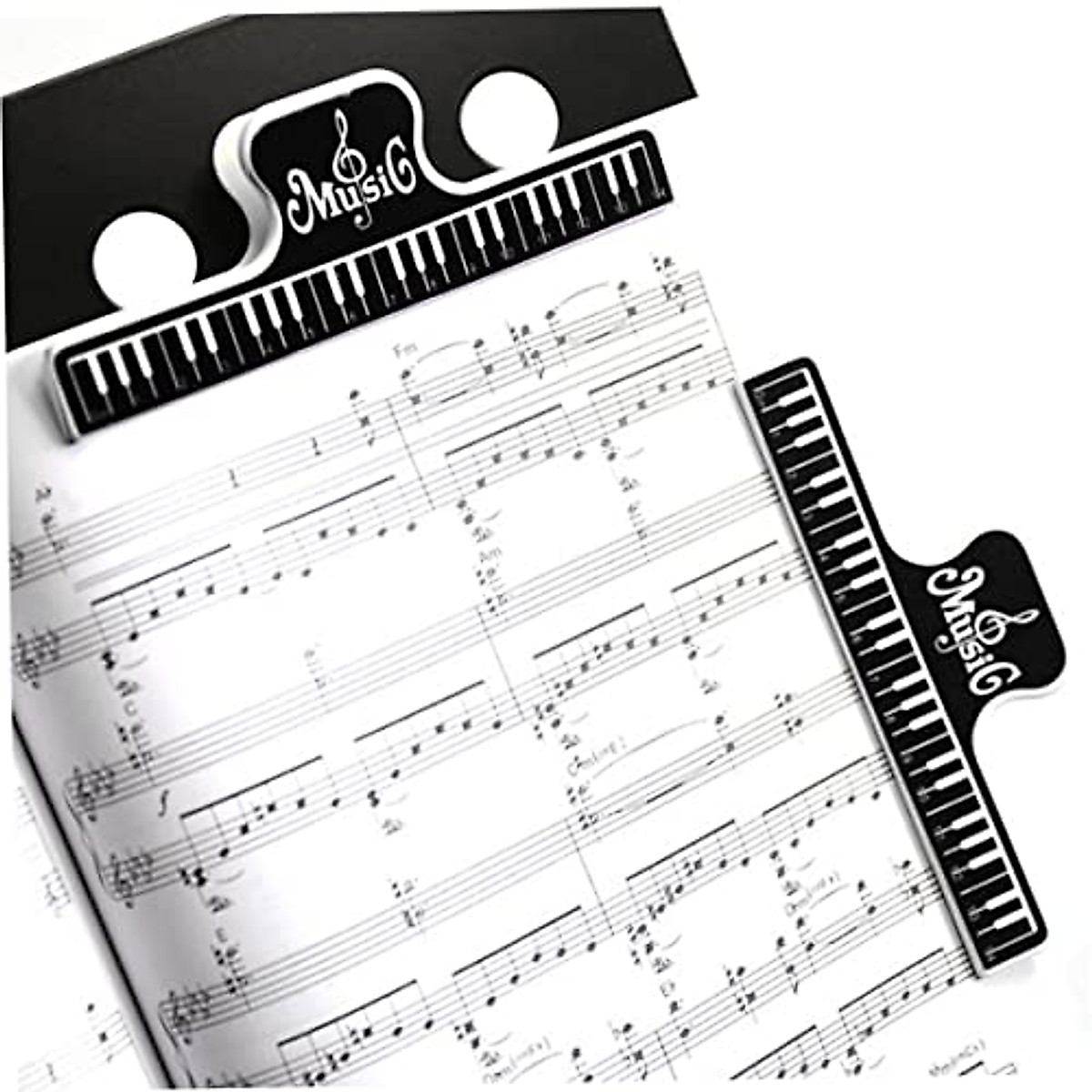 2Pcs Music Book Clip Plastic Sheet Music Holders Page Marker Clips File Clips for Shops Home Office and School Black Page Clips Book Holder