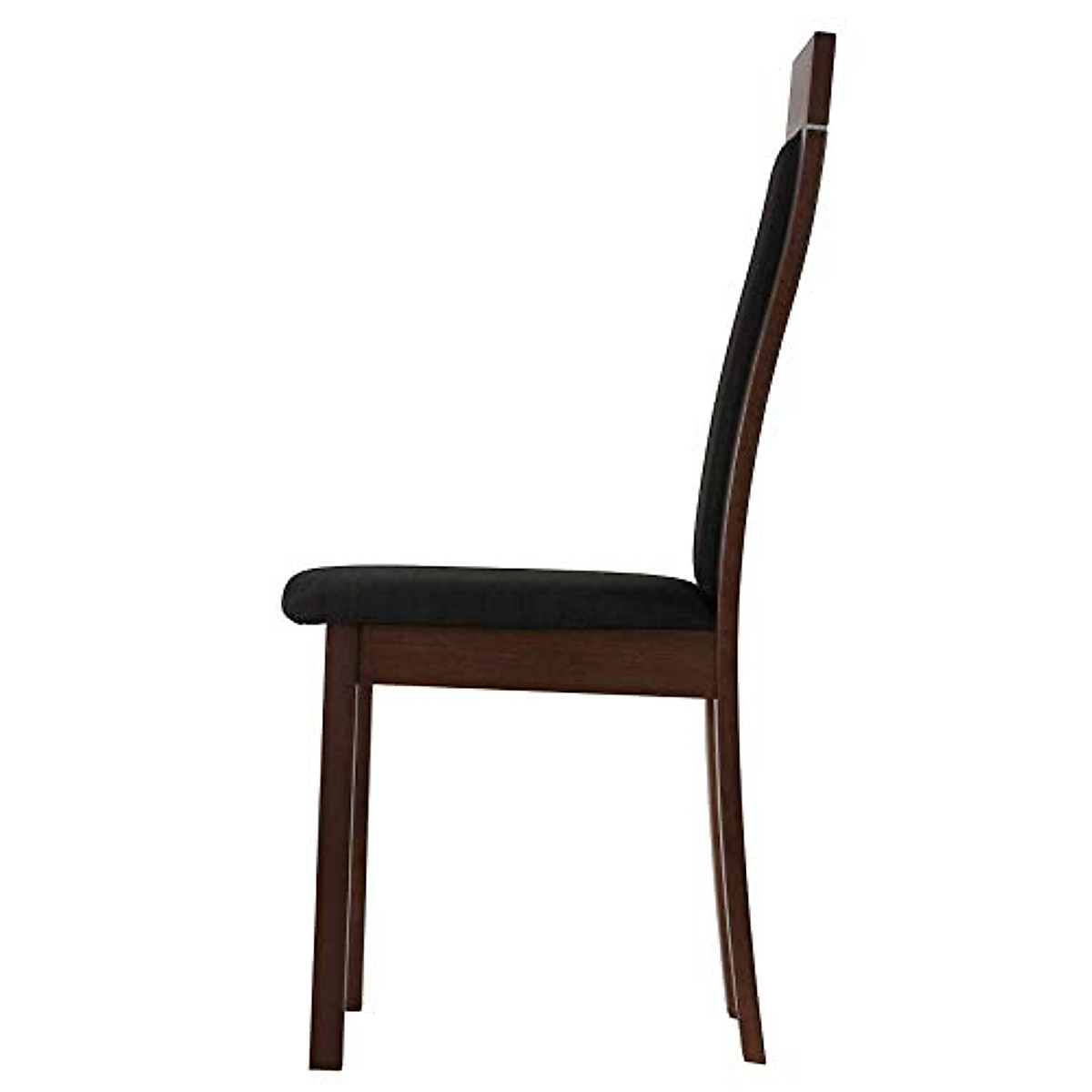 Cortesi Home Tia Walnut Finish Dining Chair in Charcoal Fabric, Set of 2, Brown