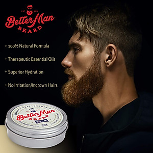 BETTER MAN BEARD Balm - 2 oz All-Natural Moisturizing Beard Balm with Therapeutic Grade Essential Oils & 100% Natural Formula - Balm-01