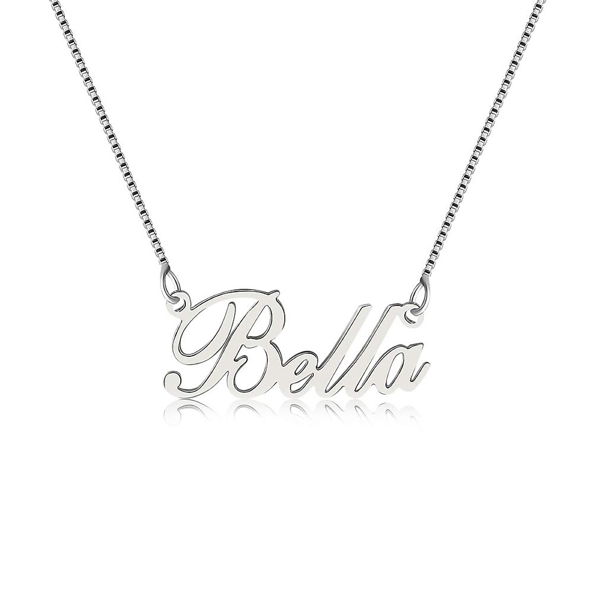 Lutilo 925 Sterling Sliver Custom Name Necklace Personalized Initial Necklaces Pendant Jewelry Gift for Her (Bella)