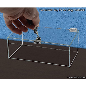 Acrylic Locking Display Case with Keys 12" x 9" x 5" Clear Countertop Rectangular Lucite Tray with Lid for Tradeshows Expos Flea Markets and Swap Meets by Marketing Holders