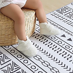 KIDSUN Newborn Infant Baby Boys Girls Fleece Booties Stay On Socks Soft Shoes Non Skid Winter Warm Christmas Slippers