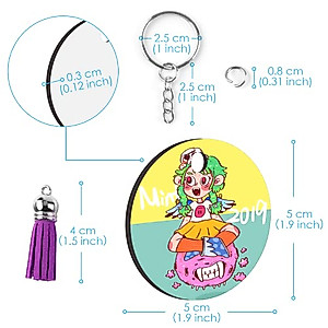 HTVRONT Sublimation Keychain Blanks Bulk - 120Pcs Sublimation Blanks Keychain with Blue Protective Film - MDF Round Keychain with Tassels - Heat Transfer Keychain Blanks Double Sided
