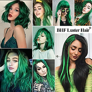 Colored Clip in Hair Extensions 22" 10pcs Straight Fashion Hairpieces for Party Highlights Green