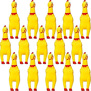15 Pcs Rubber Chicken Screaming Chicken squeeze Novelty Squeaky Noise Shrilling Shrieking Squawking Chicken Noisemaker Novelty Gadget for Dogs Pets, 6.3 Inch