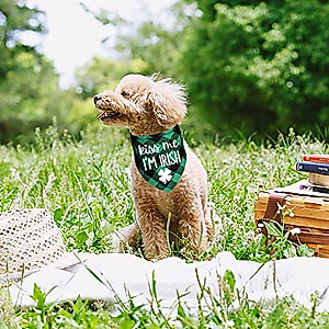 JOTFA St. Patrick’s Day Dog Bandanas, Plaid Dog Puppy St. Patrick’s Day Bandana Scarf for Small Medium Large Dogs Pets (Mom’s Lucky Charm & Kiss Me I’m Irish)