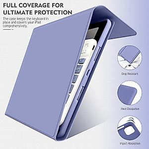 ABEIFAN Keyboard Case for iPad 10.5 iPad Air 3 10.5 2019 3rd Gen iPad Pro 10.5 2017 - Wireless Detachable Keyboard with Pencil Holder Purple Purple 10.5 iPad Air 3/ Pro 10.5 Grey-Purple