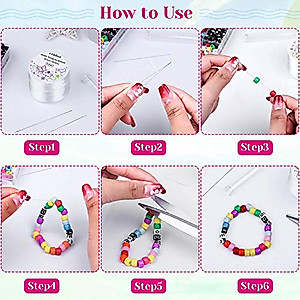 Stretchy String for Bracelets, Cridoz 0.5mm Clear Elastic String Stretch Cord Jewelry Bead Bracelet String with 2 Pcs Beading Needles for Seed Beads, Pony Beads, Bracelets and Jewelry Making