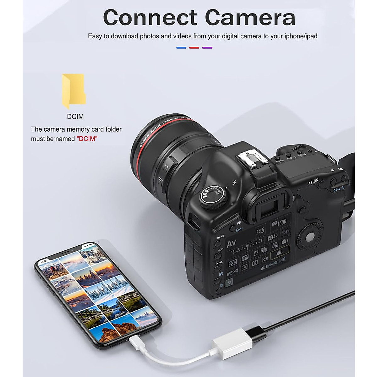 Naiyal Lightning to USB Camera Adapter, Apple MFi Certified USB OTG Cable Converter for iPhone 14 13 12 11 Pro Max XS XR X 8 iPad, Support Camera, Card Reader, USB Flash Drive, MIDI Keyboard (White-1)