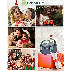 Dosevita Electric Lunch Box for Adults, 1.8 Large Heated Lunch Box, Faster Heating 3 in 1 Lunch Box Warmer Portable for Work/Car/Truck with Spoon & Fork, Carry Bag and 2 Cleaning Sponges