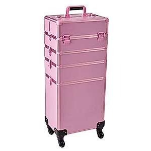 Train Case Rolling 5-in-1 with nail polish holder Portable Makeup Professional Cosmetic Organizer Makeup Traveling case Trolley Cart Trunk