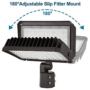 Xbuyee 150W LED Flood Light with Dusk-to-Dawn Photocell, 130lm/W 5000K Daylight 100-277V IP65 Waterproof, 150W-100W-75W Adjustable, LED Parking Lot Light with Slip Fitter Mount, ETL