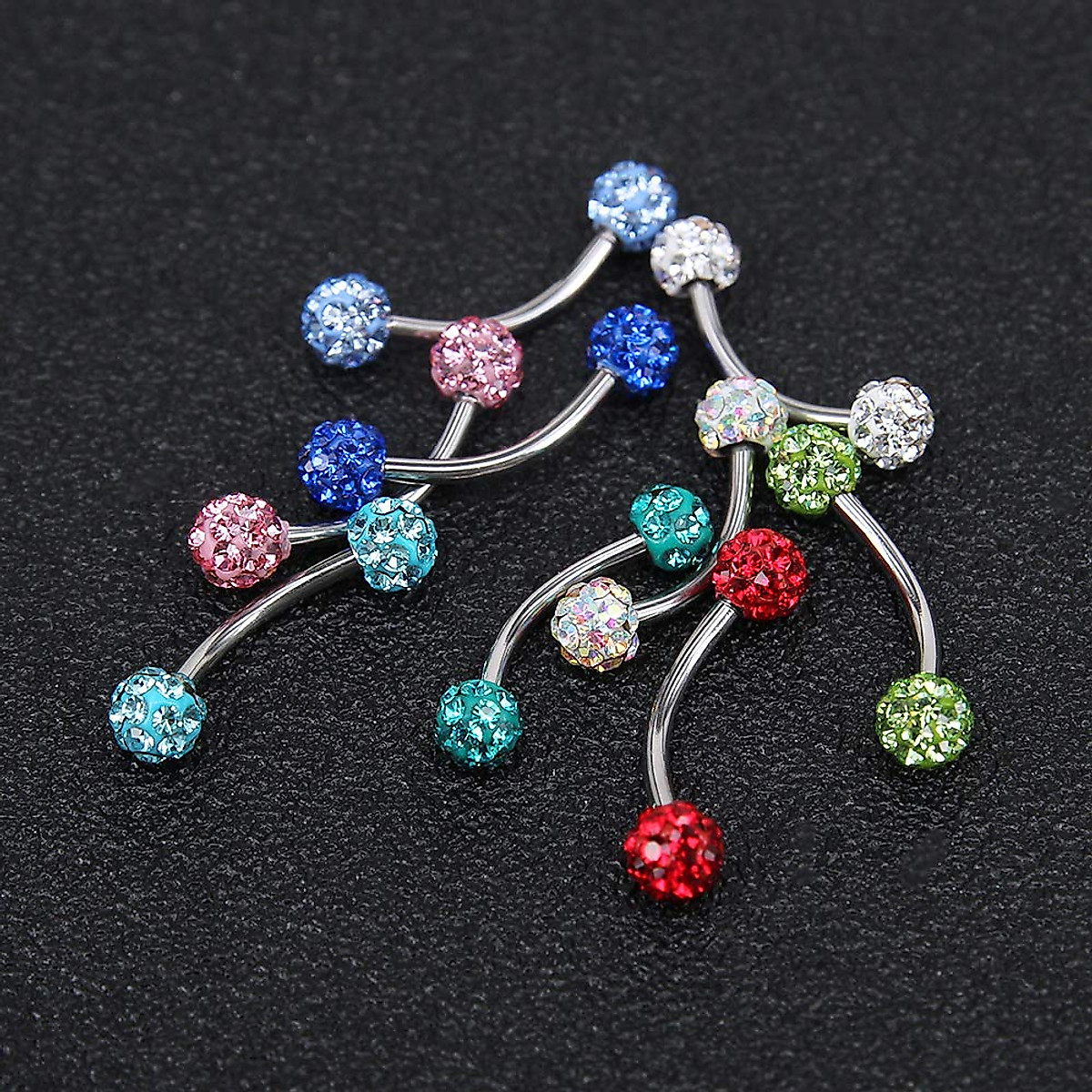 ZS 16 Gauge Eyebrow Rings Curved Barbell 4mm Tiny Crystal Ball Belly Button Rings Nipple Rings Tongue Piercings