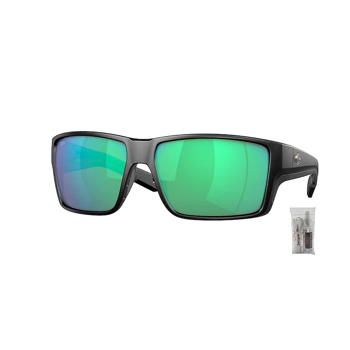 Costa Del Mar Reefton Pro 6S9080 908007 63MM Grey/Blue Mirror 580G Glass Polarized Rectangular Sunglasses for Men + BUNDLE with Designer iWear Eyewear Kit