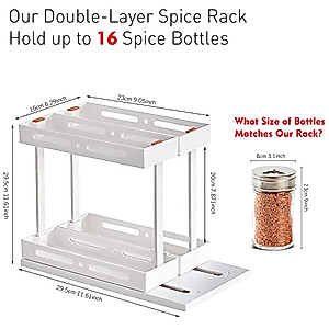 MDHAND Rotating Spice Rack Organizer, Multi-function Spice Rack Organizer For Cabinet, Kitchen Double Layer Rotating Spice Rack Organizer Cabinet/Pantry Wall/Countertop