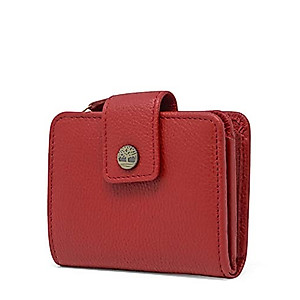 Timberland womens Leather RFID Small Indexer Wallet Billfold, Red, One Size US