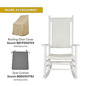 Shine Company Set of 2 Hampton Porch Rockers, High Back Wood Rocking Chairs, Rattan Backrest & Seat, 2-Pack, White