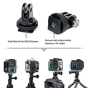 GEPULY Waterproof Housing Case for GoPro Hero 9 10 11 Black, 60m Underwater Protective Dive Housing Shell with 2 Cold Shoe Adapter and Bracket Accessories for Go Pro Hero 11 10 9 Black Cameras