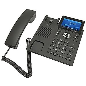 VoIP Phone, Business VOIP Network Landline Telephone with 3.5 Inch Color Screen, Support 2.4G 5G WiFi, RJ45 Network Fixed Phone with Programmable Buttons for Office Home (US Plug)