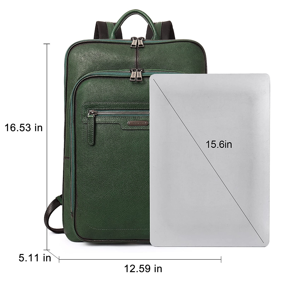 CLUCI Vegetable Tanned Full Grain Leather 15.6 inch Laptop Backpack Purse for Women Casual Daypack Travel Backpack Sassafras Green