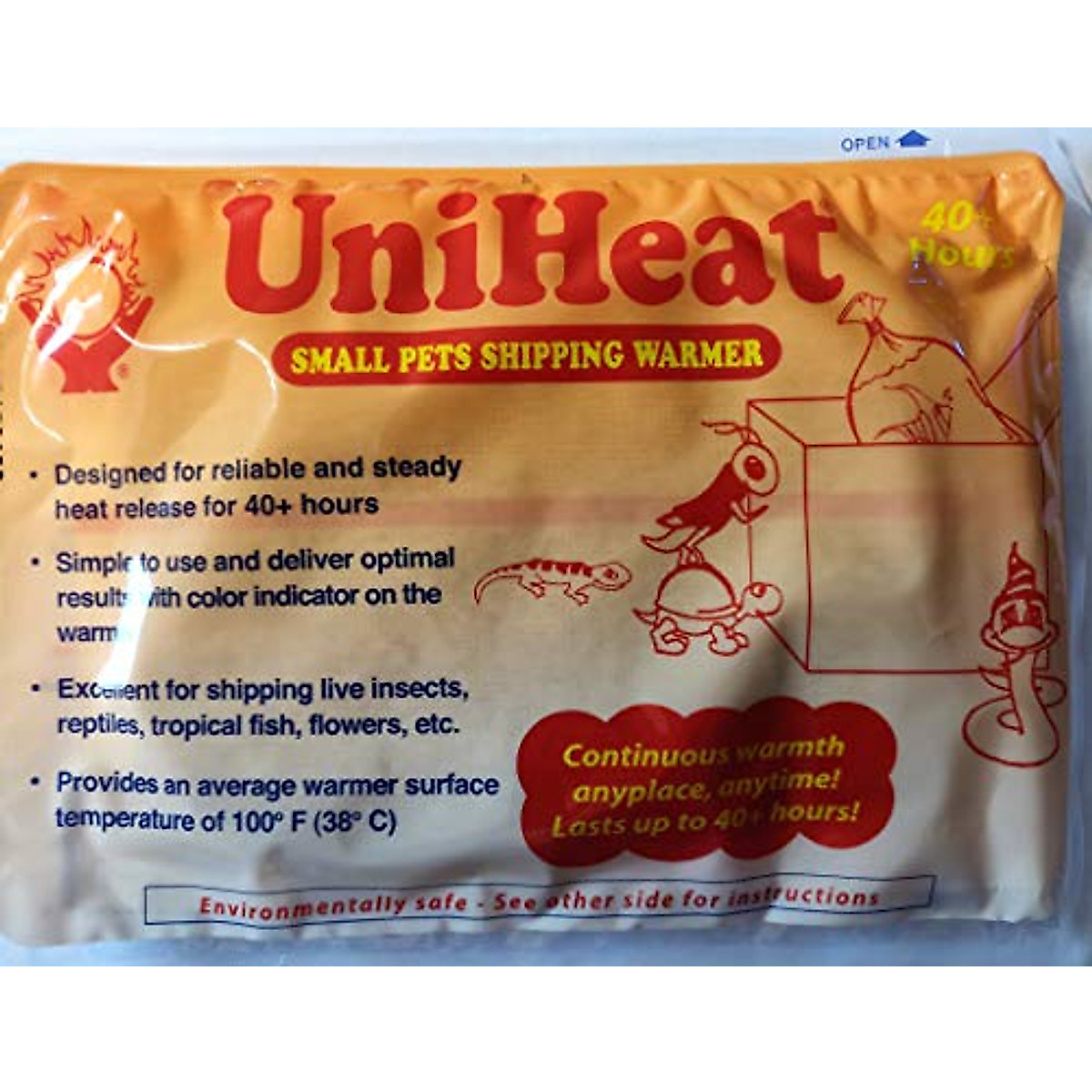 Uniheat Shipping Warmer 40+ Hours, 10 Pack... +FREE BONUS! of One FREE 20 hour Heat Pack! ...Get 40+ Hour Warmth for Shipping Live Corals, Small Pets, Fish, Insects, Reptiles, Etc