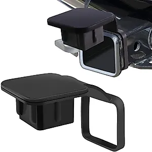 QODOLSI 1 PC Trailer Hitch Cover, 2In Receiver Tube Hitch Plug Receiver, Trailer Hitch Cover Tube Plug Insert for Toyota Ford Jeep Chevrolet Nissan Dodge Ram Porsche Mercedes (Black)
