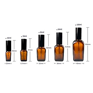 ericotry 3PCS 100ml Empty Refillable Square Amber Glass Cream Lotion Pump Bottles for Makeup Face Cream Facial Cleanser Toiletries Toner Liquid Travel Containers Emulsion Essential Oil Dispenser